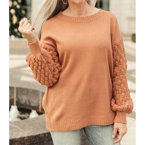 And The Why | Sweaters | New And The Why Bubbly B Sweater In Ginger ...